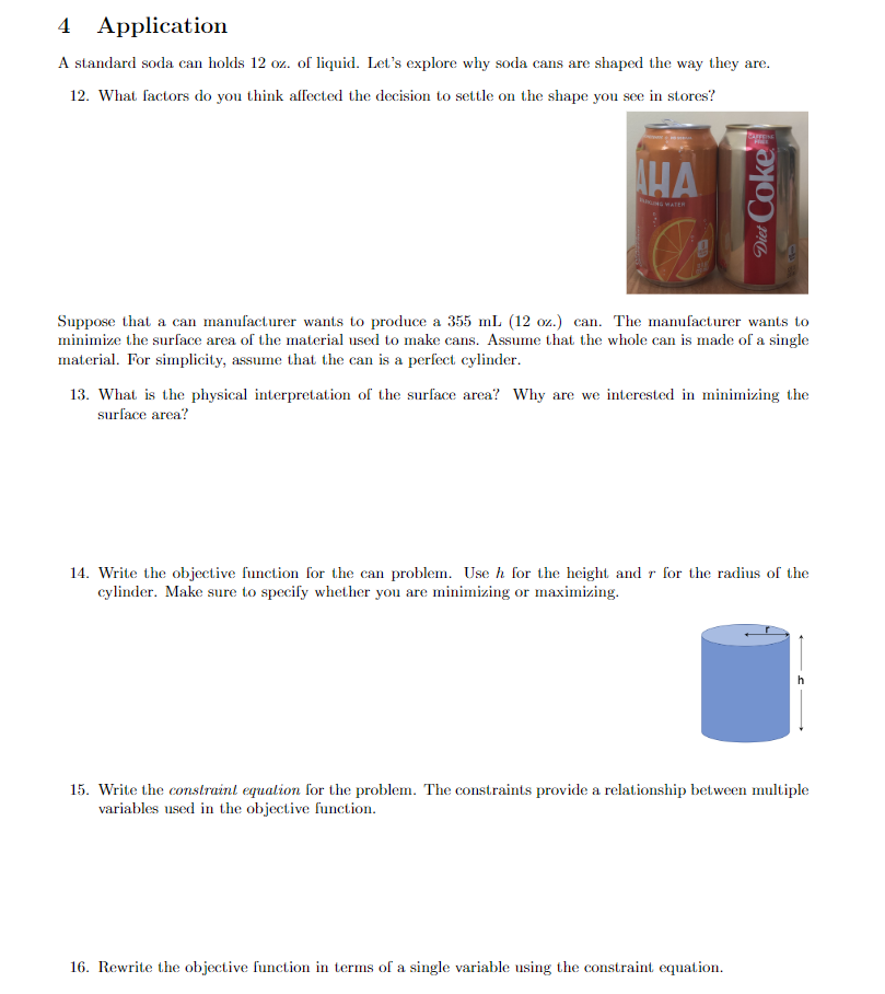 Solved Application A standard soda can holds 12 02. of | Chegg.com