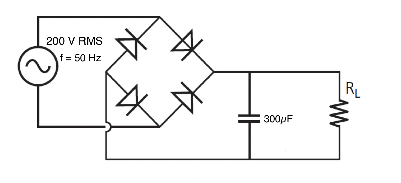 Solved a) Given above circuit, calculate the ripple voltage | Chegg.com