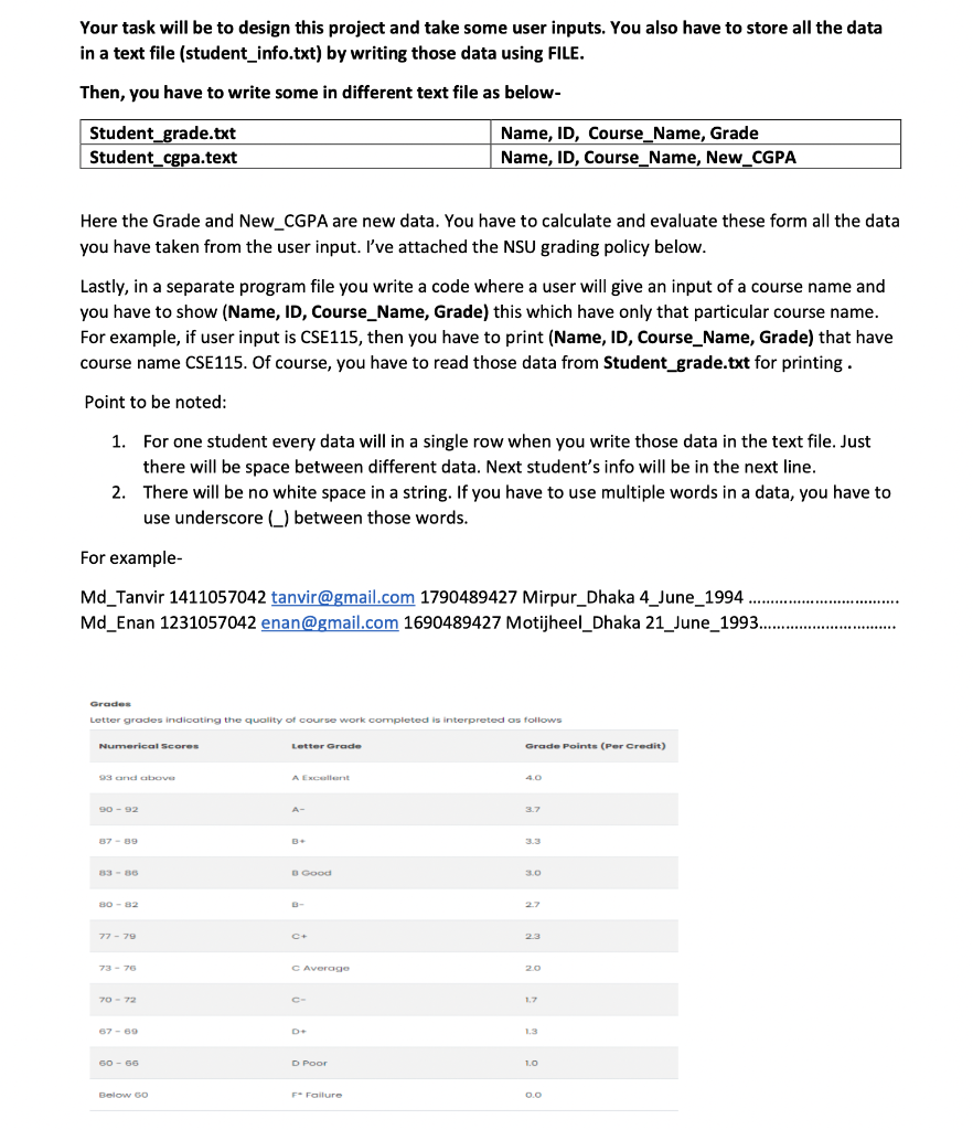 CSE115L PROJECT . 0 . . . . . . Student Information | Chegg.com