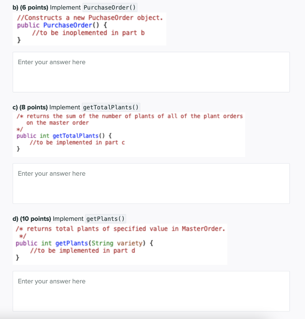 Solved Purchase Order class import java.util.ArrayList; | Chegg.com