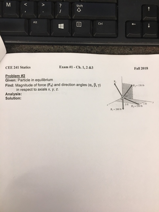 Solved Shift Ctri Alt CEE 241 Statics Exam #1-Ch. 1, 2 &3 | Chegg.com Solved Shift Ctri Alt CEE 241 Statics Exam #1-Ch. 1, 2 &3 | Chegg.com