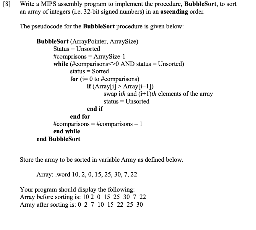 Solved Write a MIPS assembly program by MARS Simulator and | Chegg.com