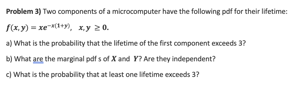 Solved Problem 3) Two components of a microcomputer have the | Chegg.com