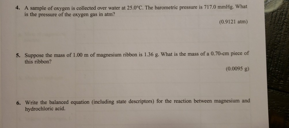 Solved A sample of oxygen is collected over water at 25.0°C. | Chegg.com