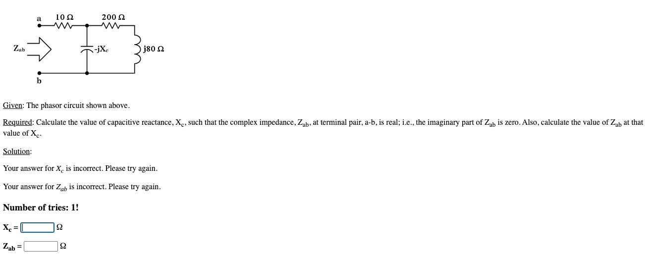 Solved 1022 а 2002 w Zab -jXc j802 b Given: The phasor | Chegg.com