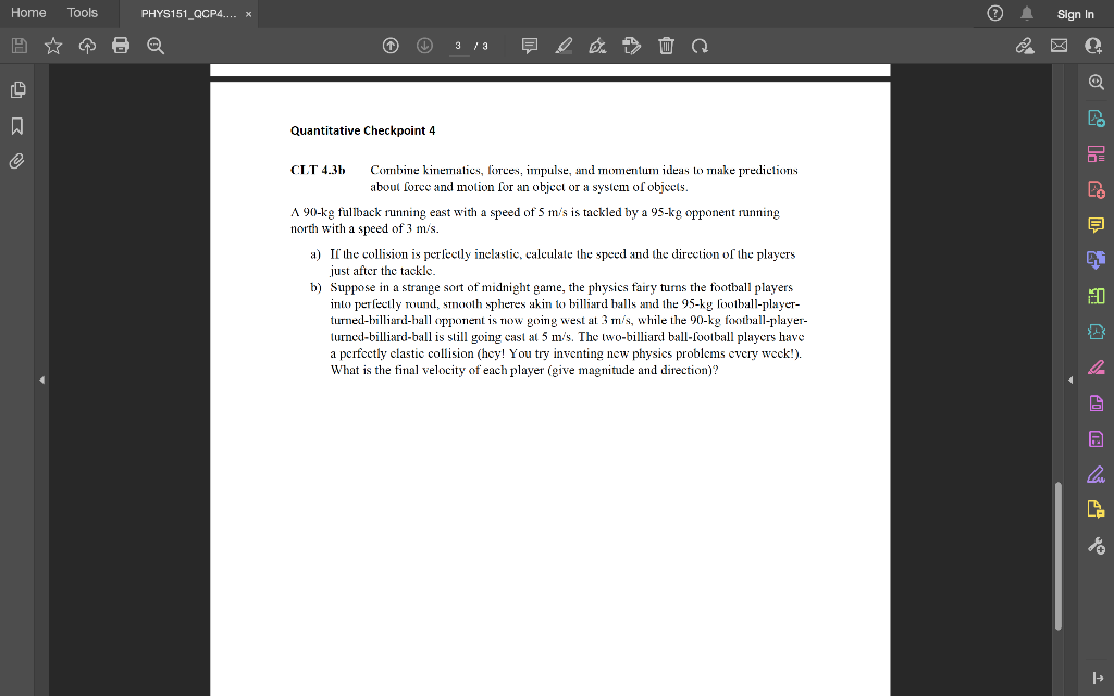 Solved CTT 4.3b Combite kinemalics, firces, impulse, and | Chegg.com