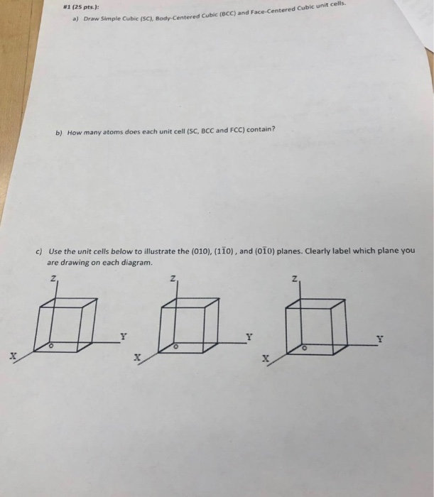 Solved #1 (25 pts.): Draw Simple Cu a) bic (SC), | Chegg.com