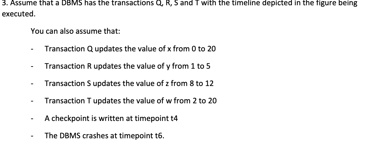 3. Assume that a DBMS has the transactions Q, R, S | Chegg.com