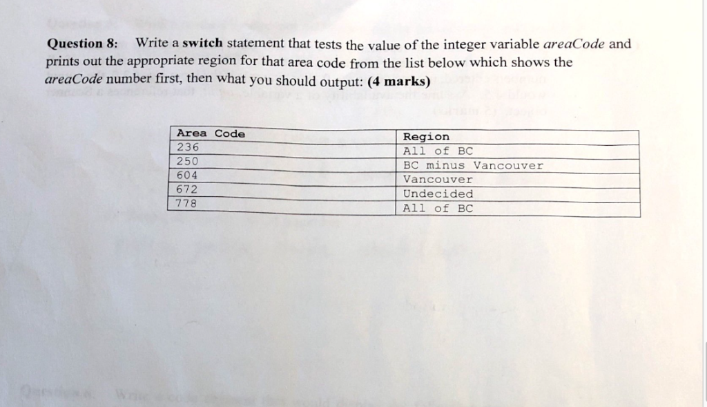 Solved Question 6 Write a code segment that would display | Chegg.com