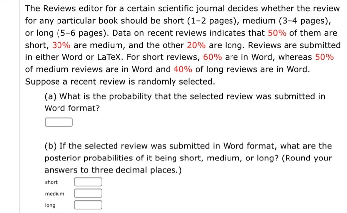Solved The Reviews editor for a certain scientific journal | Chegg.com