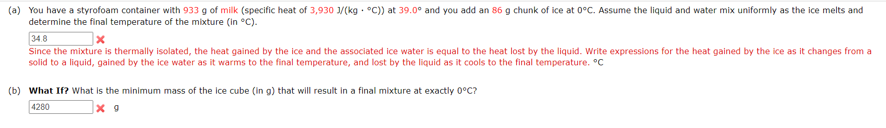 Solved determine the final temperature of the mixture (in ∘C | Chegg.com