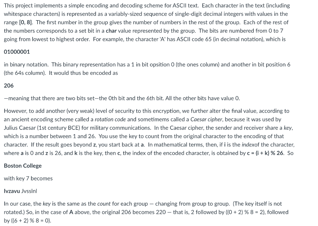 Solved This project implements a simple encoding and | Chegg.com