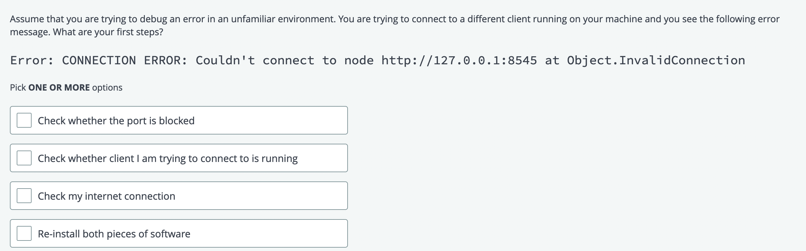 Solved message. What are your first steps? Error: CONNECTION | Chegg.com
