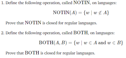 Solved 1. Define the following operation, called NOTIN, on | Chegg.com