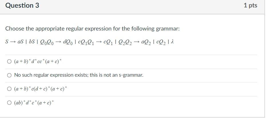 Solved Choose the appropriate regular expression for the | Chegg.com