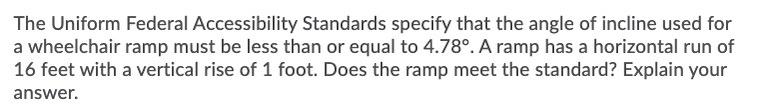 Solved The Uniform Federal Accessibility Standards specify | Chegg.com