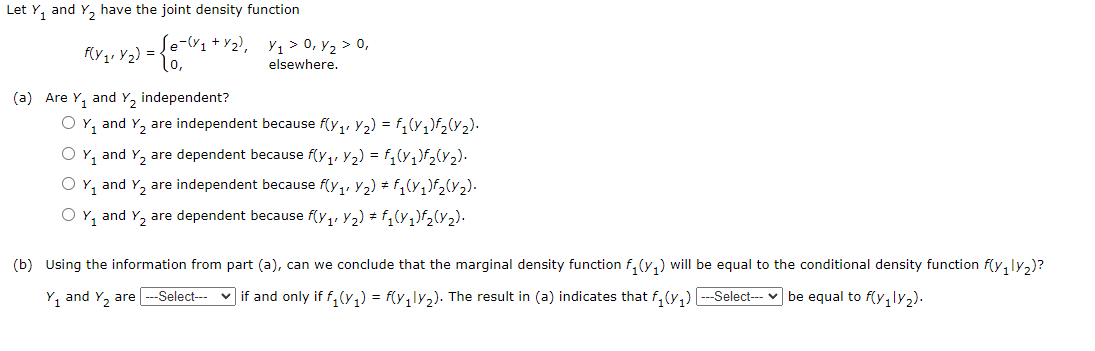 Solved Let Y1 and Y2 have the joint density function | Chegg.com