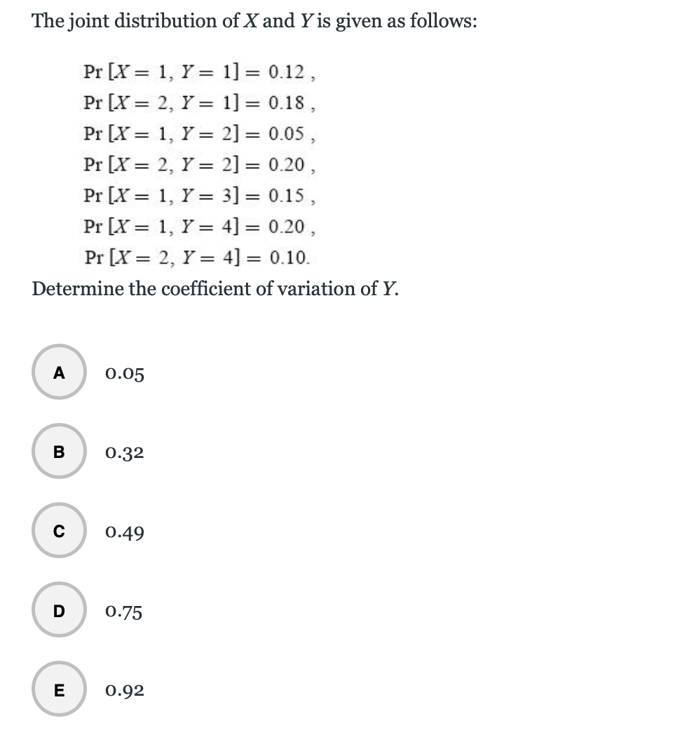 Solved The joint distribution of X and Y is given as | Chegg.com