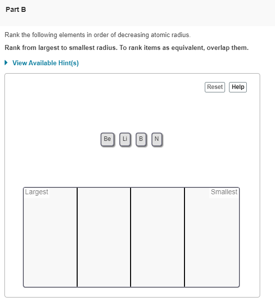 Solved Rank the following elements in order of decreasing | Chegg.com