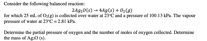 Solved Consider the following balanced reaction: | Chegg.com
