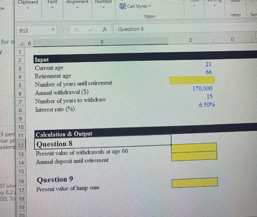 Solved 9 Clipboard TO Font Number Alignment > Cell Styles | Chegg.com