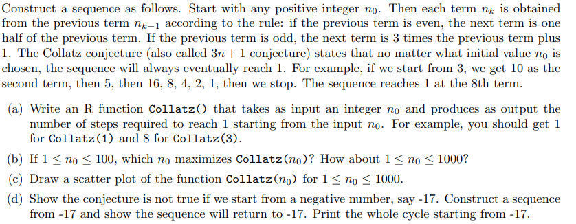 Construct a sequence as follows. Start with any | Chegg.com