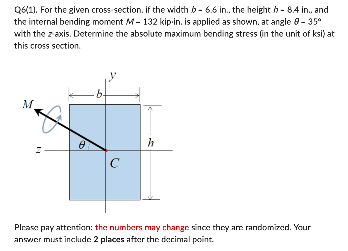 Solved Q6(1). For the given cross-section, if the width b = | Chegg.com