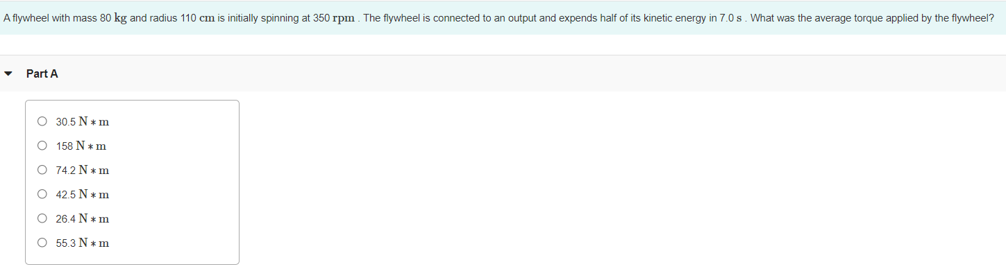 Solved A flywheel with mass 80 kgkg and radius 110 cmcm is | Chegg.com