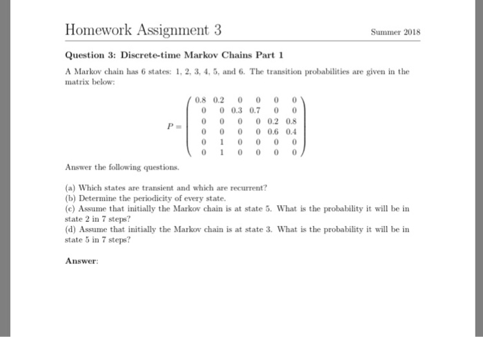 Solved Homework Assignment 3 Question 3: Discrete-time | Chegg.com