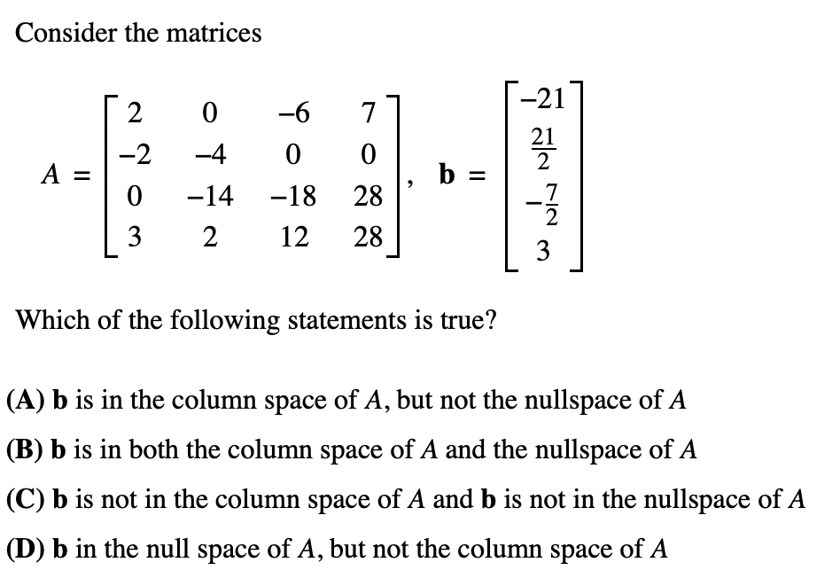 Solved Consider the matrices | Chegg.com