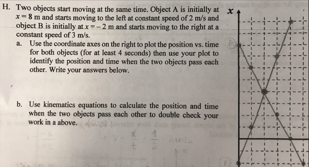 Solved H. Two objects start moving at the same time. Object | Chegg.com