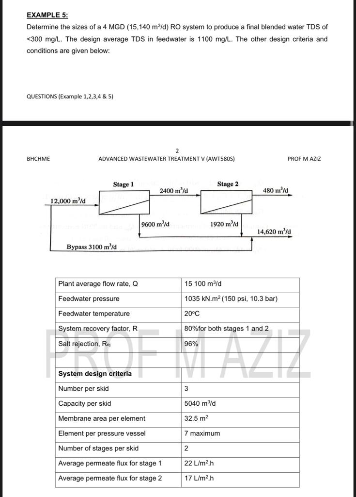 EXAMPLE 5: Determine the sizes of a 4 MGD (15,140 | Chegg.com