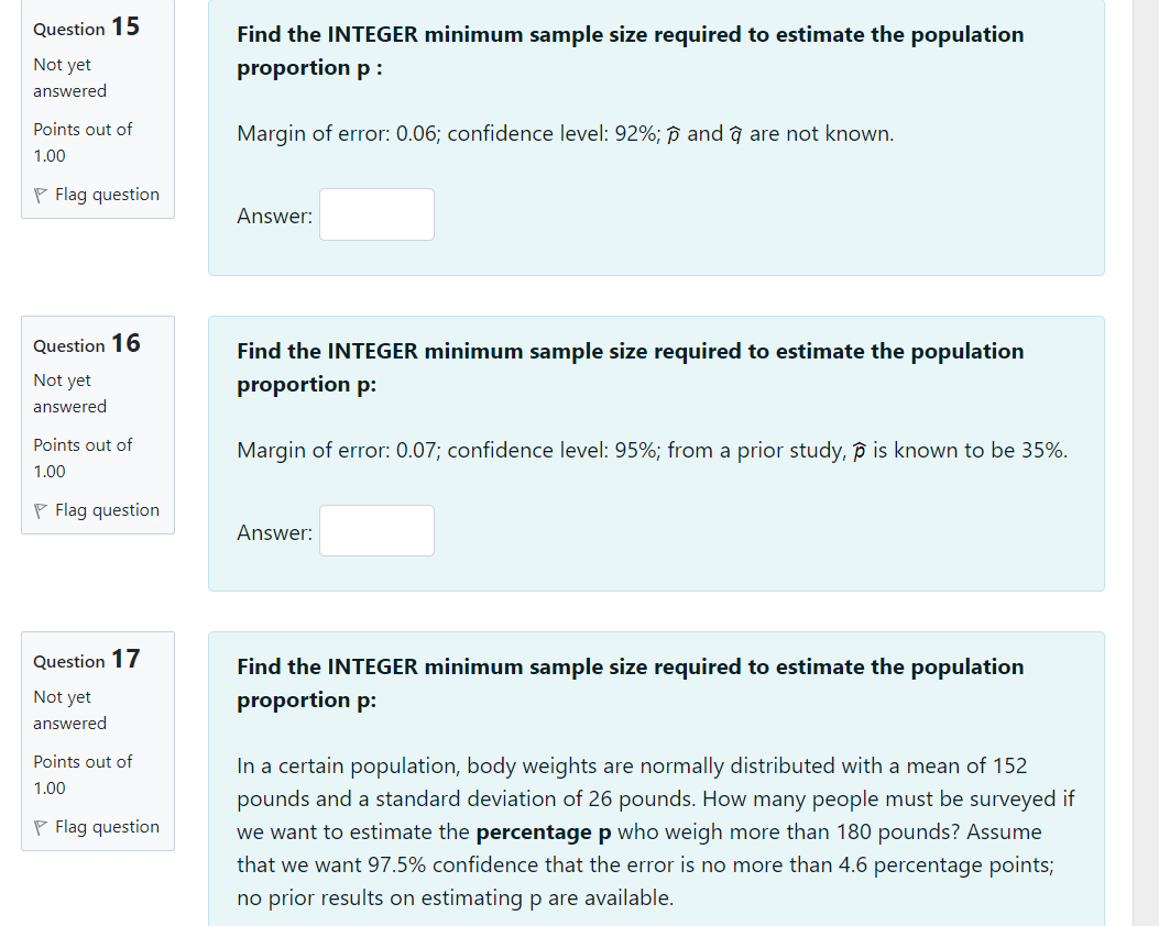 Solved Find the INTEGER minimum sample size required to | Chegg.com Solved Find the INTEGER minimum sample size required to | Chegg.com