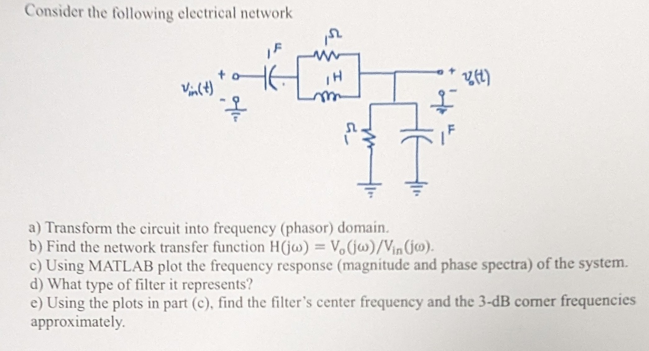 Solved Consider the following electrical networka) | Chegg.com
