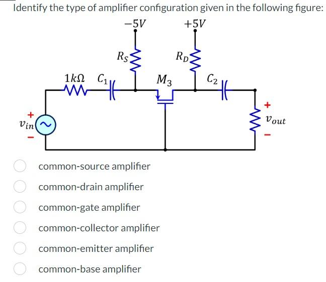 Solved Identify the type of amplifier configuration given in | Chegg.com
