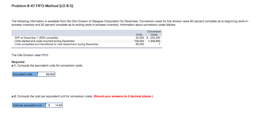 Solved Problem 8-47 FIFO Method (LO 8-5) The following | Chegg.com