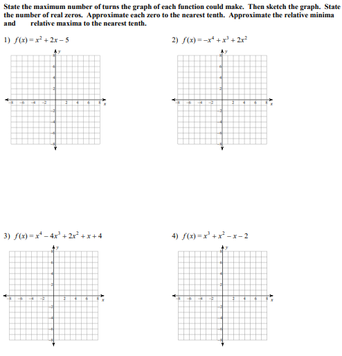Solved State the maximum number of turns the graph of each | Chegg.com