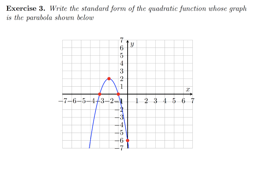 Solved Exercise 3. Write the standard form of the quadratic | Chegg.com