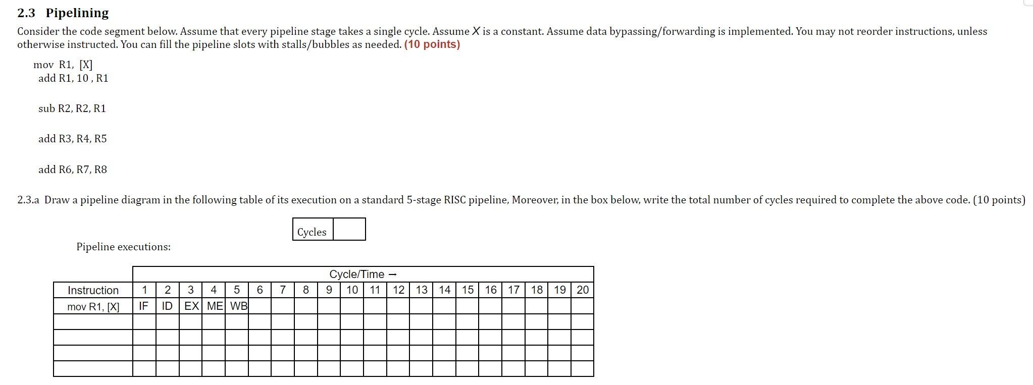 Solved 2.3 Pipelining Consider the code segment below. | Chegg.com