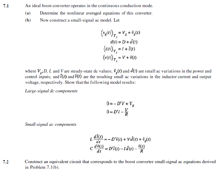 Solved An ideal boost converter operates in the continuous | Chegg.com