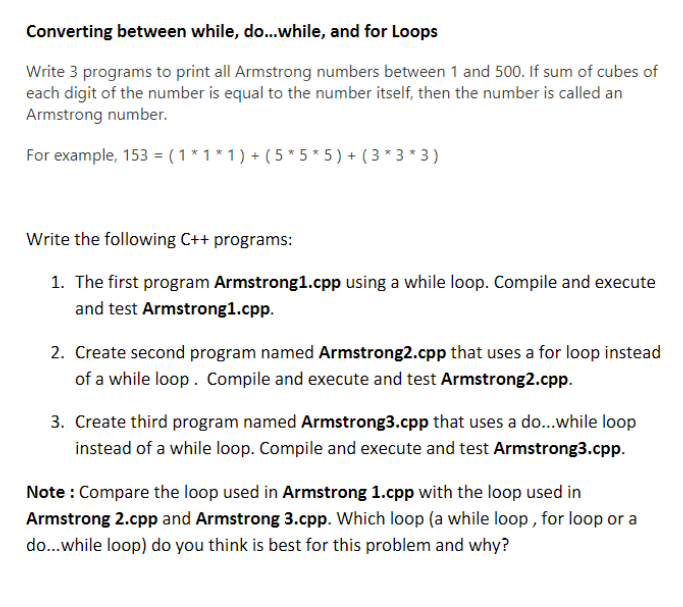 Solved Converting between while, do...while, and for Loops | Chegg.com