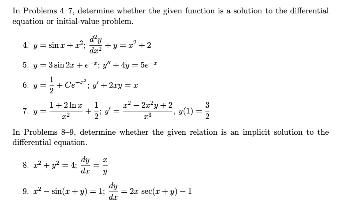 Solved In Problems 4–7, determine whether the given function | Chegg.com
