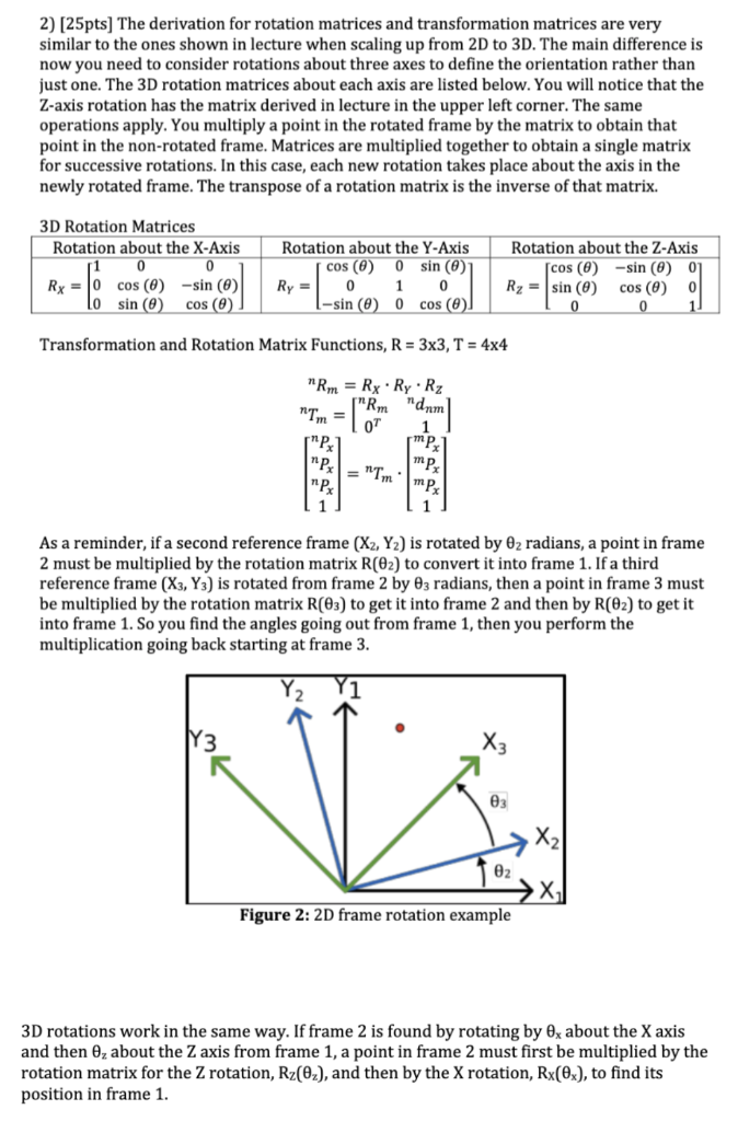 2 25pts The Derivation For Rotation Matrices And