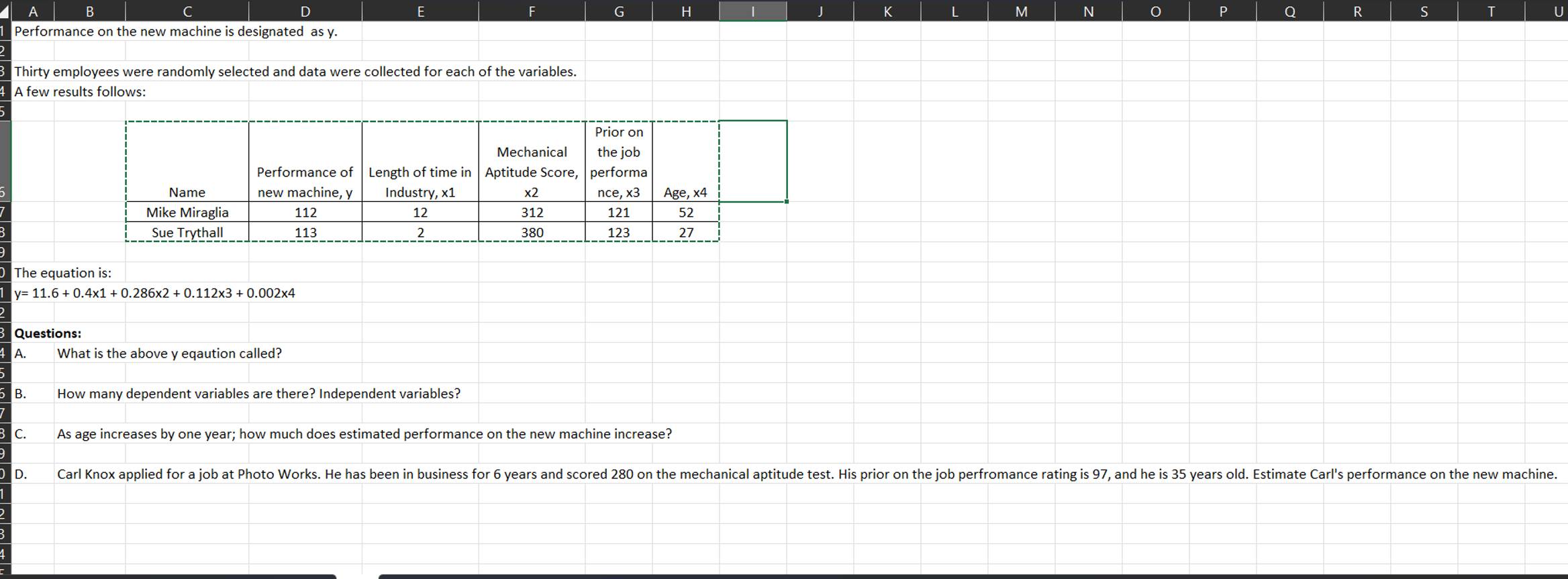 Solved Questions:A. ﻿What is the above y eqaution called?B. | Chegg.com