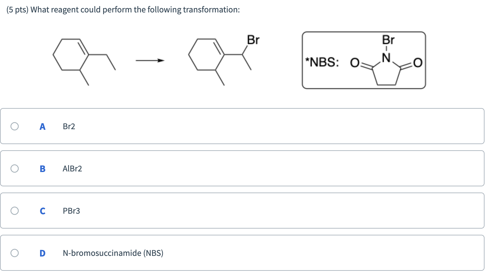 Solved (5 pts) What reagent could perform the following | Chegg.com