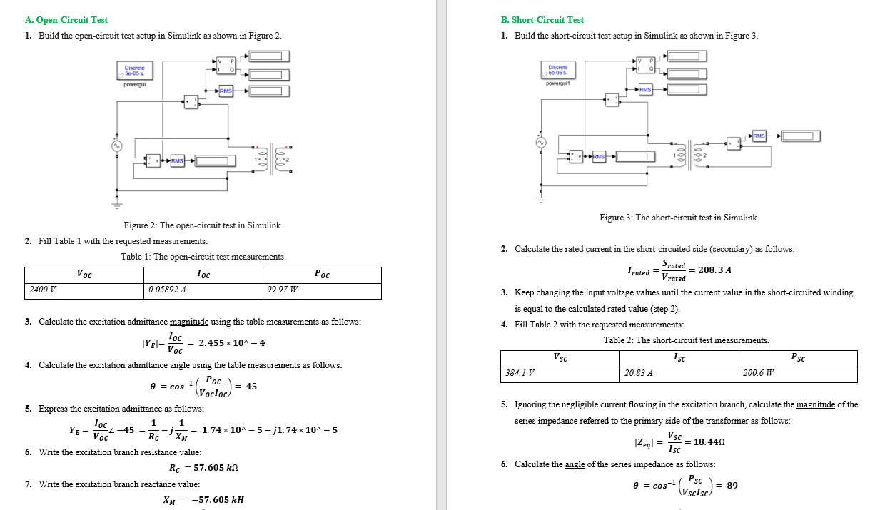 Solved A. Open-Circuit Test 1. Build the open-circuit test | Chegg.com
