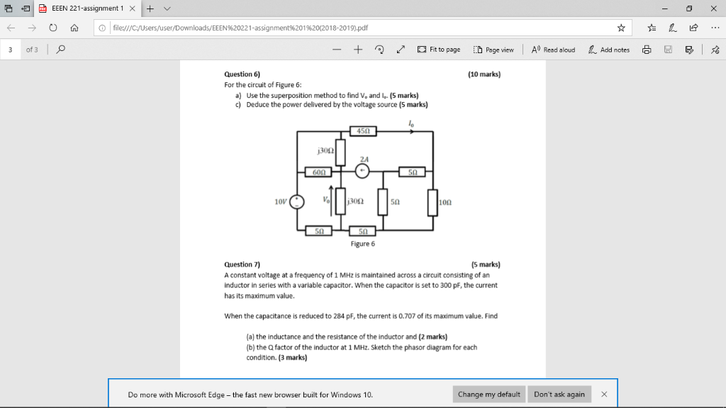 Solved ra -E ER EEEN 221-assignment 1 × t ← O | | Chegg.com