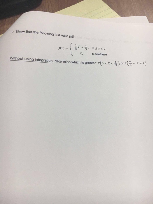 Solved Show that the following is a valid pdf f(x) = {1/8 | Chegg.com
