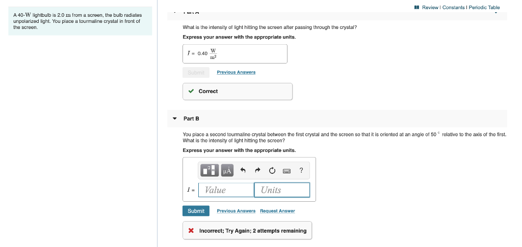 Solved MI Review | Constants Periodic Table A 40-W lightbulb | Chegg.com