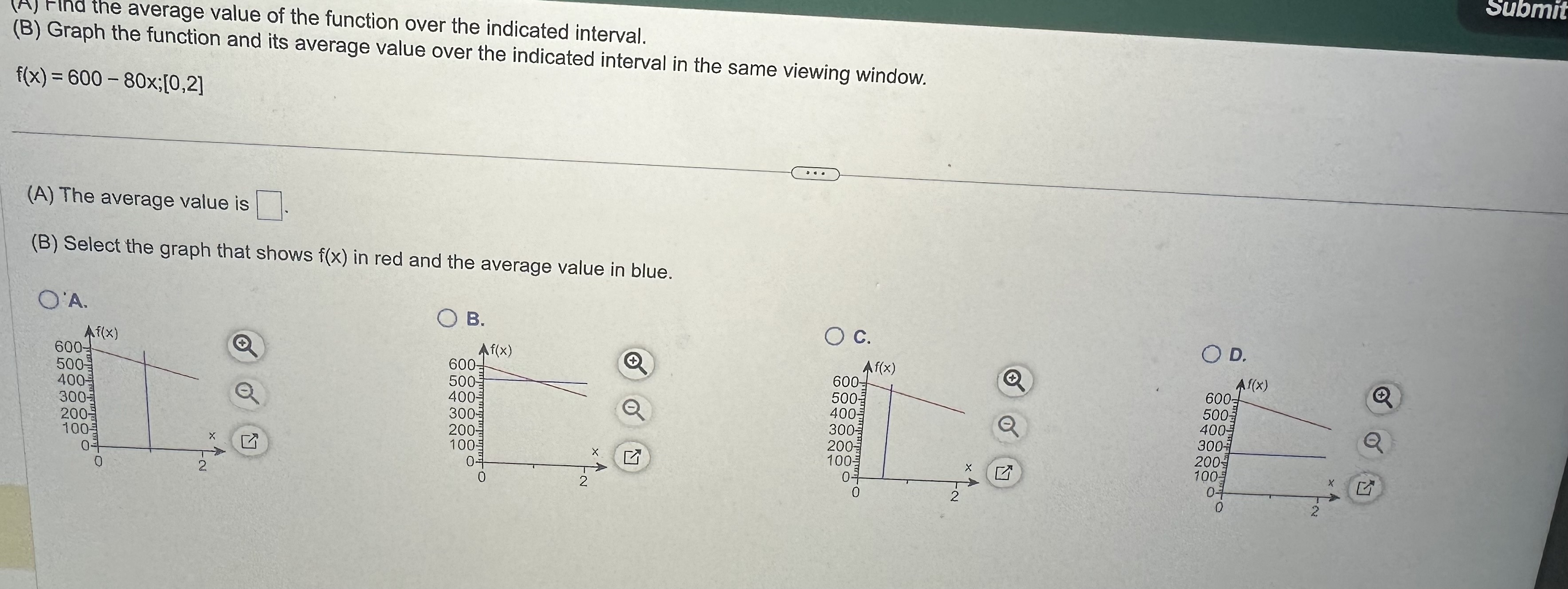 Solved (B) Gina the average value of the function over the | Chegg.com